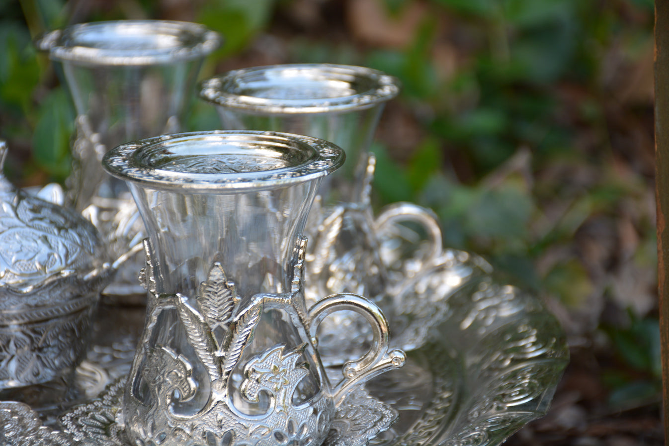 OUT OF STOCK-Silver Turkish Tea Cup Set for Six – HILYA DECOR
